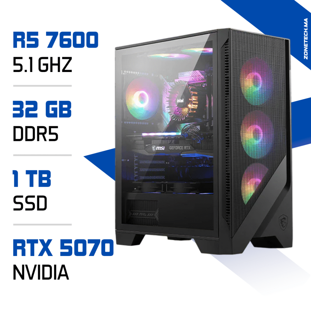 PC Gamer R5 7600/1TB SSD/32GB/RTX 5070 Zonetech Global Zonetech Global