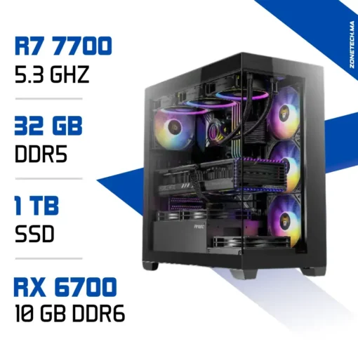 PC Gamer Zonetech Ryzen 7 7700 - 1000 GB - 32GB - RX 6700